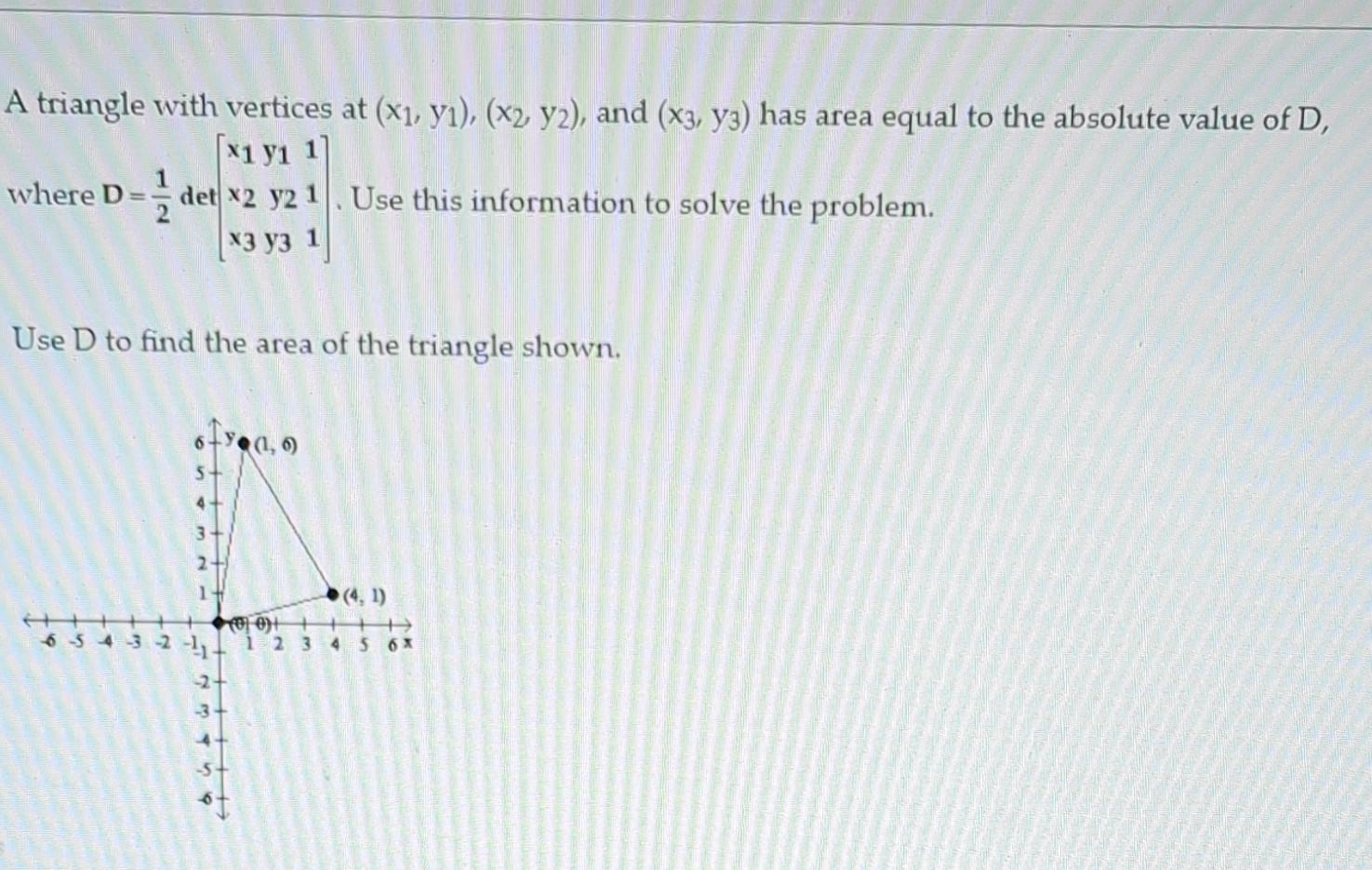 Solved A triangle with vertices at (x1,y1),(x2,y2), and | Chegg.com
