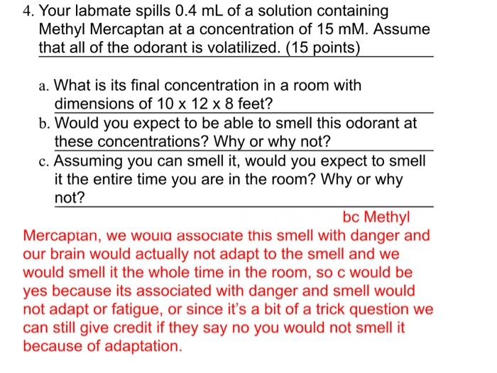 Solved Mercaptan, we would associate this smell with danger | Chegg.com