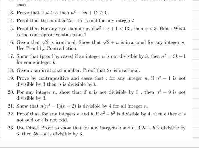 Solved 13q-15q please do not use inductive steps only use | Chegg.com
