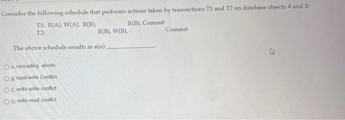 Solved Consider the following schedule that performs actions | Chegg.com