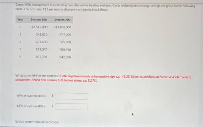 Solved Crane Mids management is evaluating two aitemutive | Chegg.com