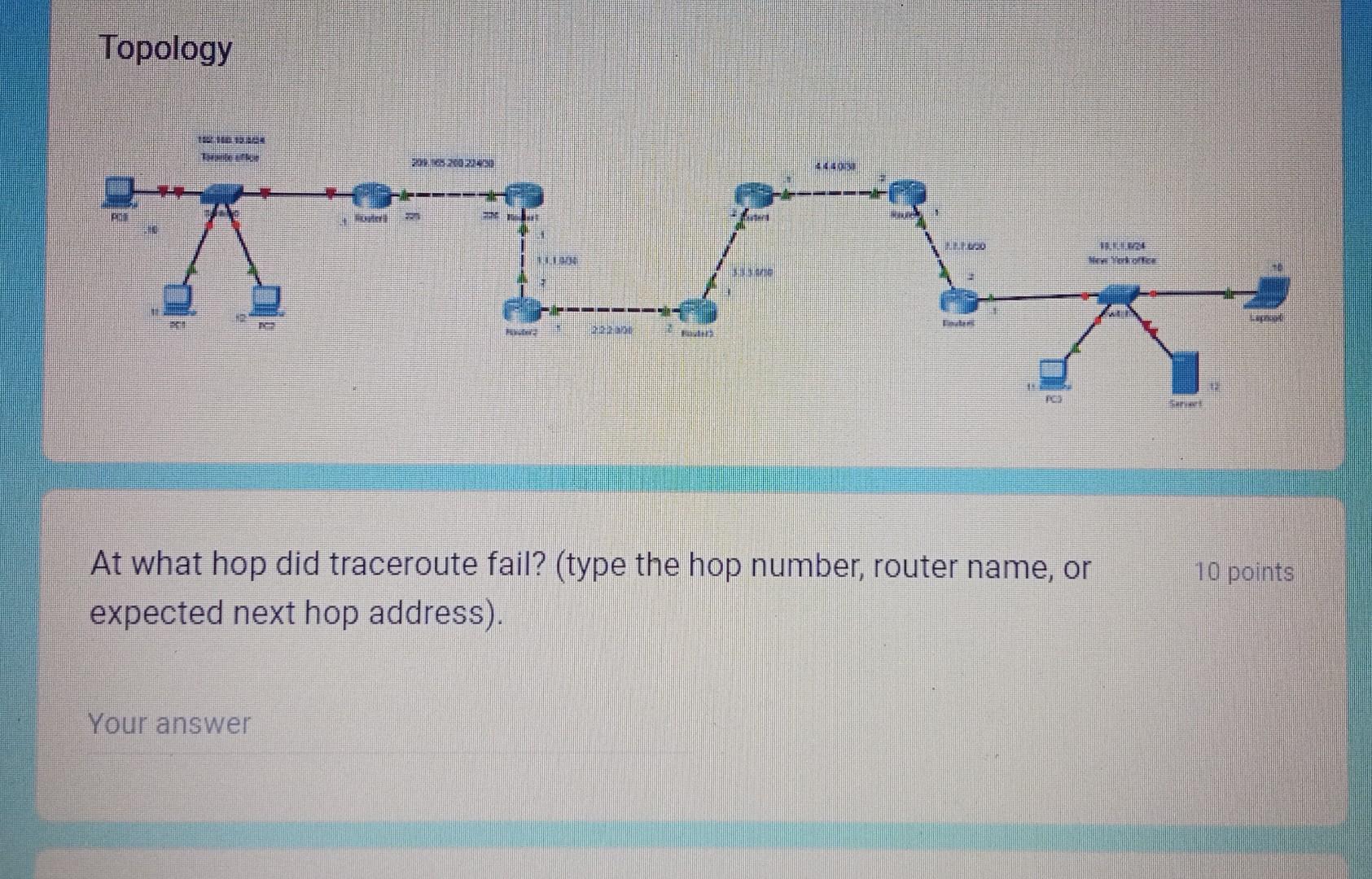 Solved Topology At what hop did traceroute fail? (type the | Chegg.com