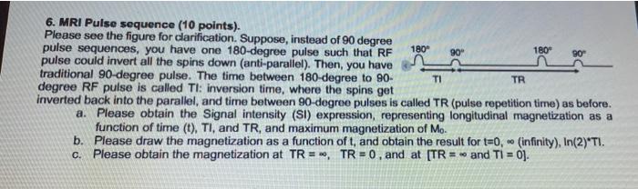 180° 90° 180° 90 6. MRI Pulse sequence (10 points). | Chegg.com