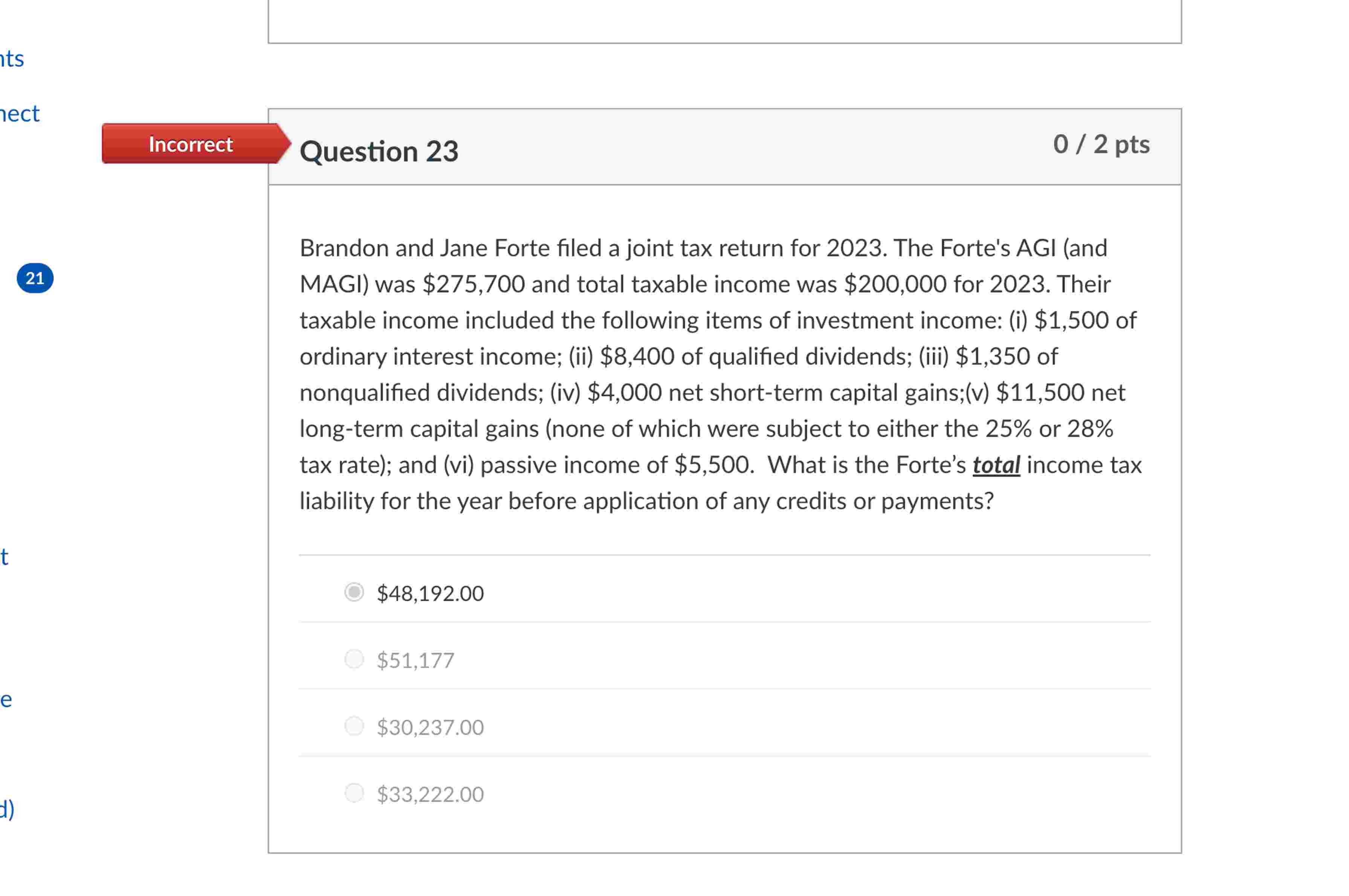 Solved Question 23Brandon and Jane Forte filed a joint tax | Chegg.com