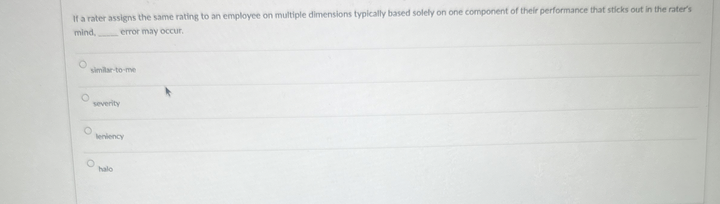 Solved If a rater assigns the same rating to an employee on | Chegg.com