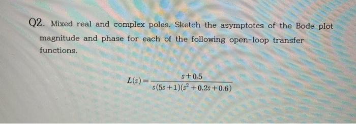 Solved Q2. Mixed real and complex poles. Sketch the | Chegg.com