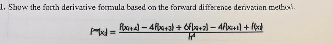 Solved Show the forth derivative formula based on the | Chegg.com