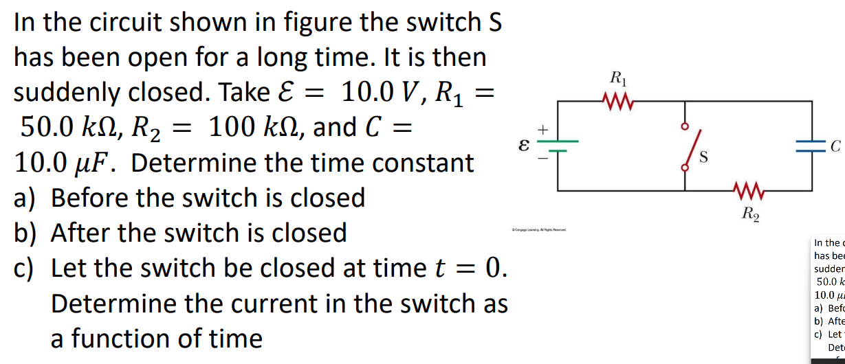 Solved In the circuit shown in figure the switch Shas been | Chegg.com