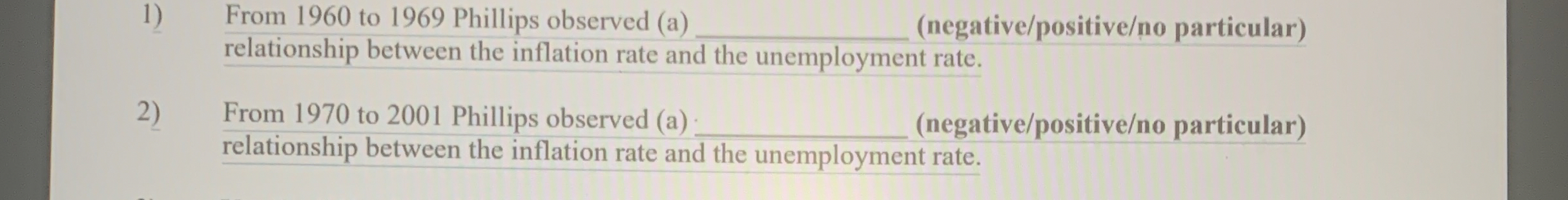 Solved From 1960 ﻿to 1969 ﻿Phillips observed | Chegg.com