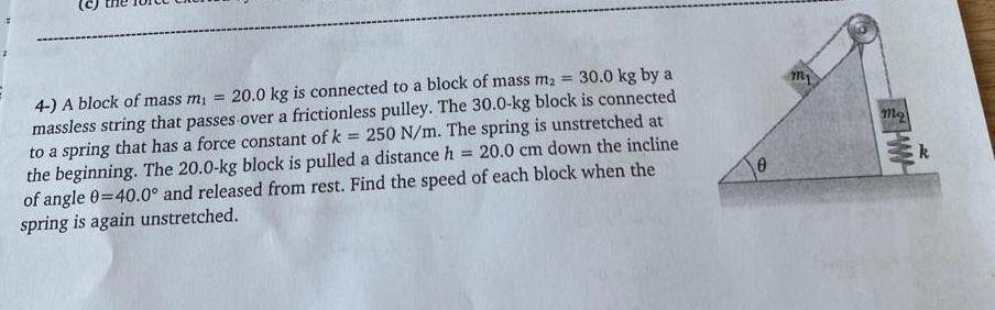 Solved 4.) ﻿A block of mass m1=20.0kg ﻿is connected to a | Chegg.com