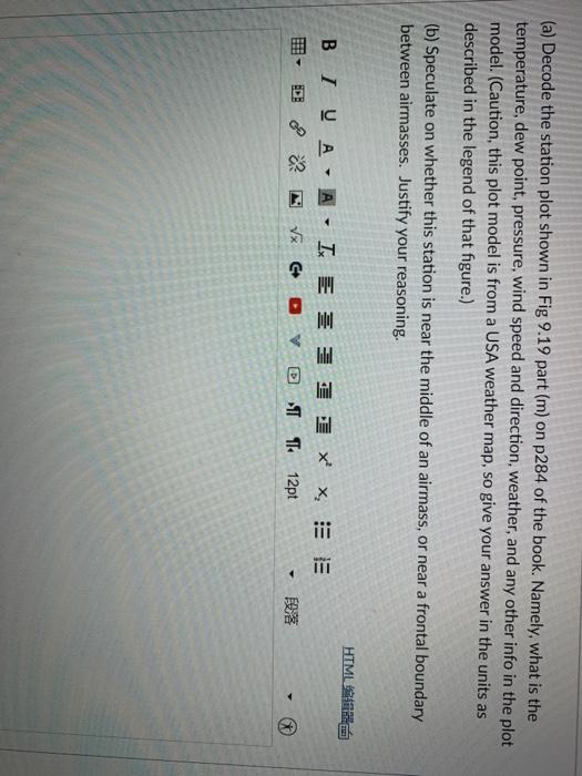 Solved (a) Decode the station plot shown in Fig 9.19 part | Chegg.com