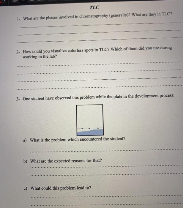 Solved TLC 1. What are the phases involved in chromatography | Chegg.com