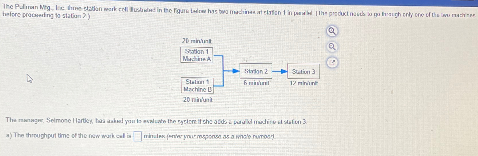 Solved The Pullman Mfg., ﻿Inc. three-station work cell | Chegg.com