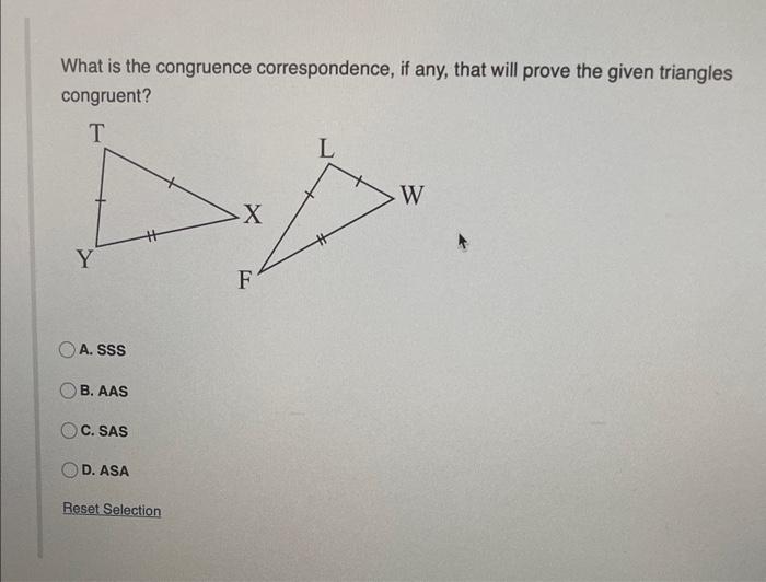 Solved What is the congruence correspondence, if any, that | Chegg.com