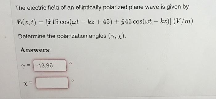 Solved The electric field of an elliptically polarized plane | Chegg.com