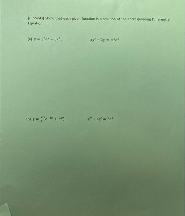 Solved Show that each function is a solution of the | Chegg.com