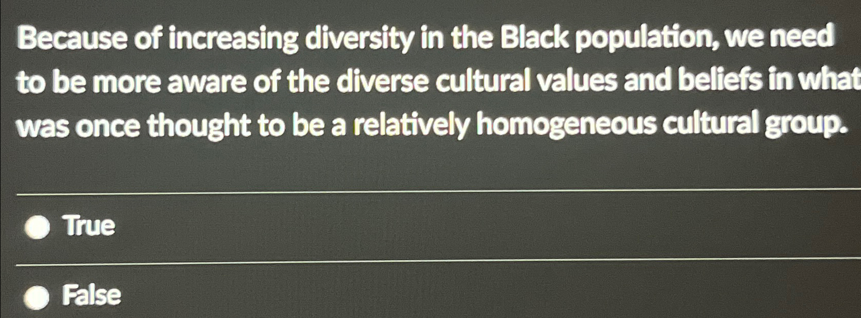 Solved Because of increasing diversity in the Black | Chegg.com
