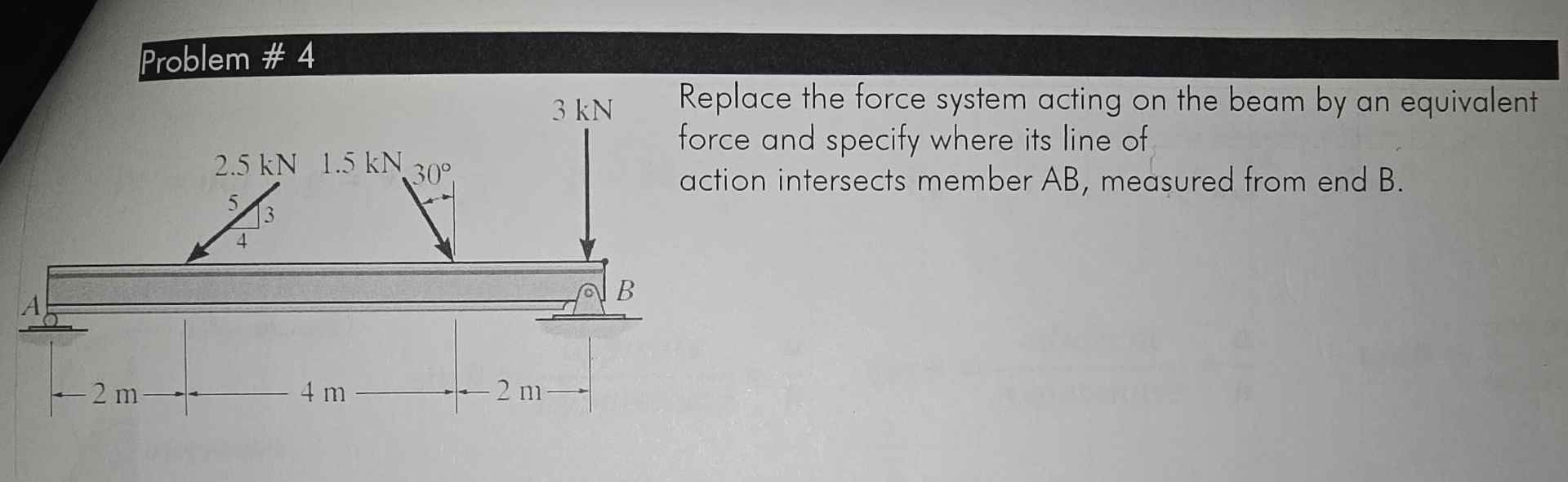 Solved Problem # 4Replace the force system acting on the | Chegg.com