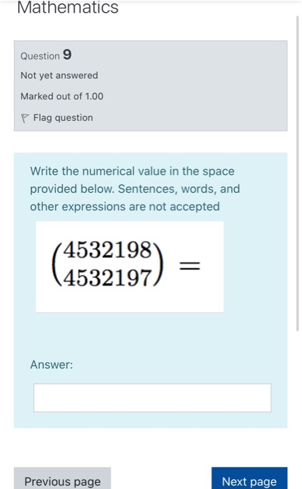 Solved Mathematics Question 9 Not yet answered Marked out of | Chegg.com