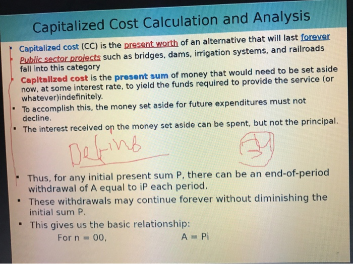 Solved Capitalized Cost Calculation and Analysis Capitalized | Chegg.com