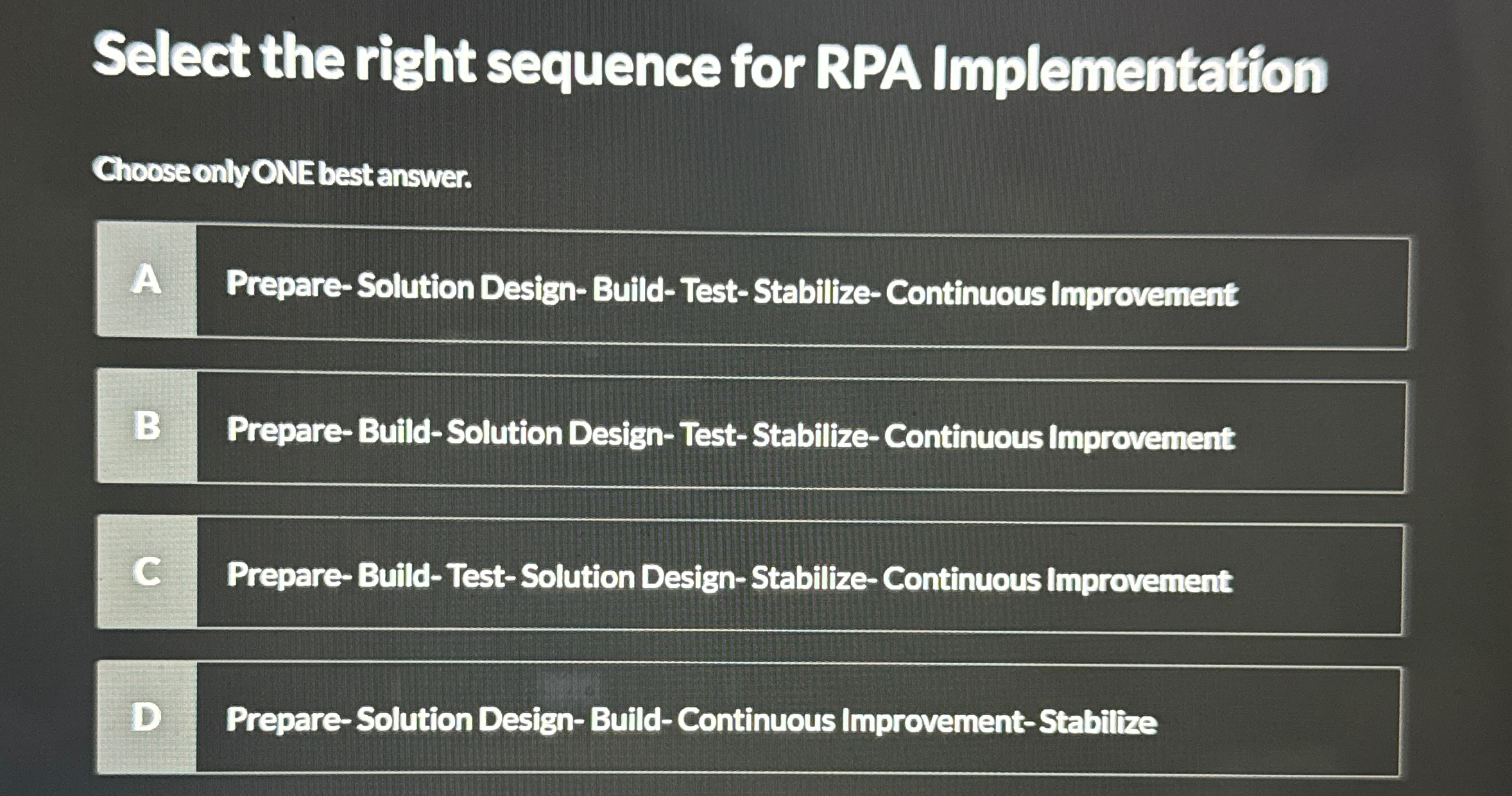 Solved Select the right sequence for RPA | Chegg.com