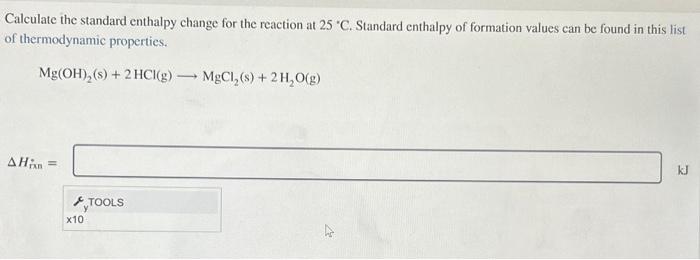 Solved Calculate the standard enthalpy change for the | Chegg.com