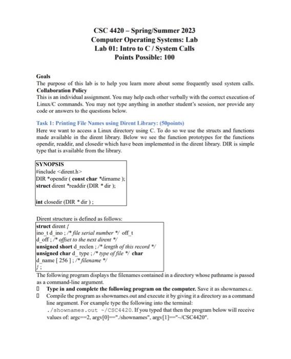Solved Csc 4420 Springsummer 2023 Computer Operating 8269