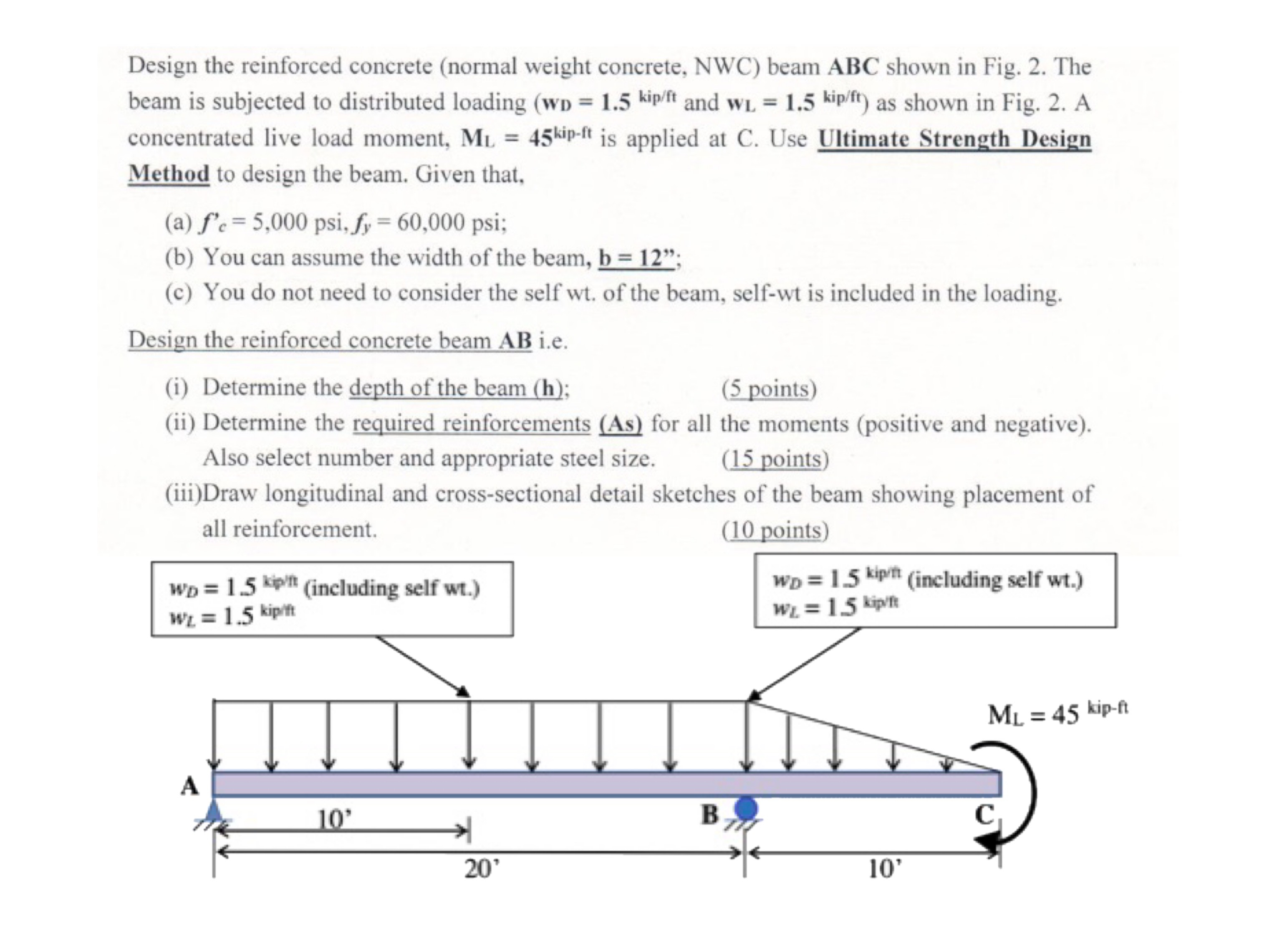 Solved Design the reinforced concrete (normal weight | Chegg.com