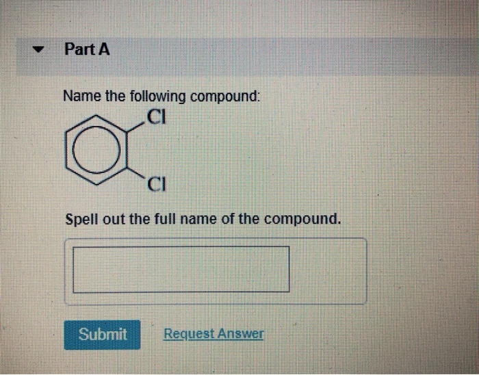 Solved Part A Name the following compound: CI CI Spell out | Chegg.com
