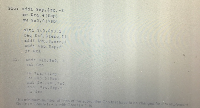 The Next Question Pertains To The Following Mips
