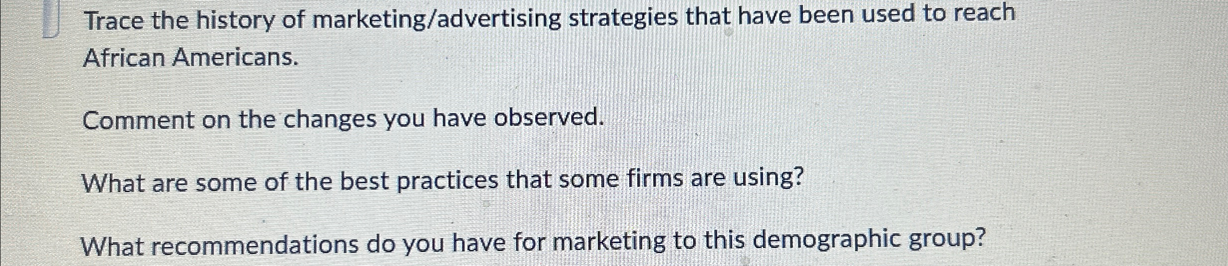 Solved Trace the history of marketing/advertising strategies | Chegg.com