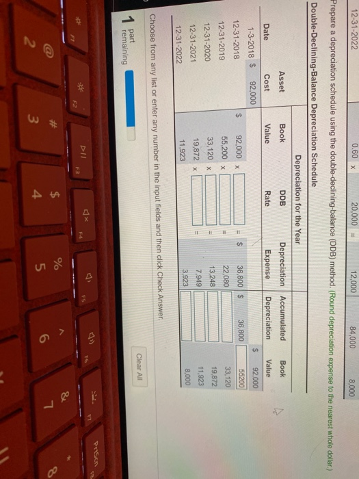 Solved 12-31-2022 0.60 X 20,000 = 12,000 84,000 8,000 | Chegg.com