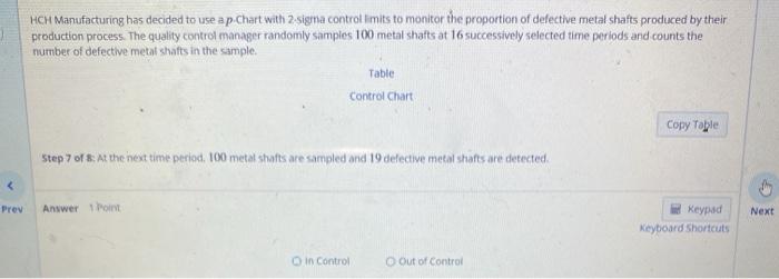 Solved > HCH Manufacturing has decided to use a p-Chart with | Chegg.com