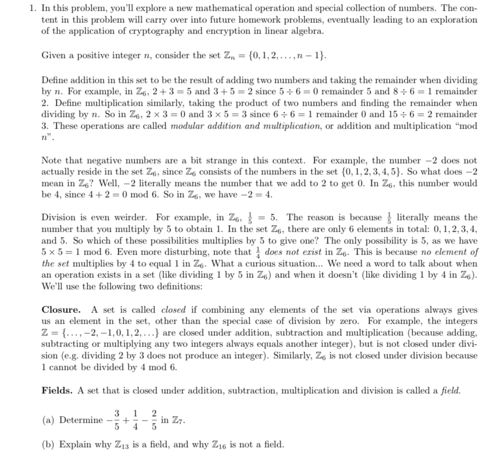 Solved In this problem, you'll explore a new mathematical | Chegg.com