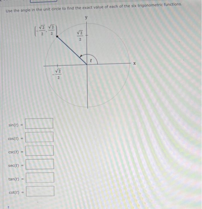 Solved Use the angle in the unit circle to find the exact | Chegg.com