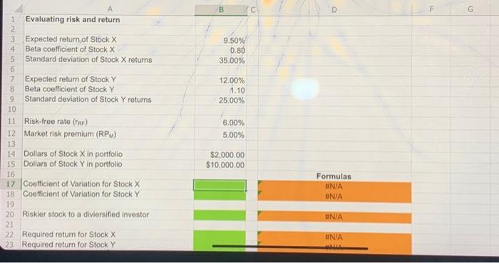 Solved Excel Online Structured Activity: Evaluating risk and | Chegg.com