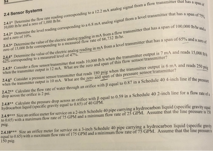 Solved 2.4.1* Determine the flow rate reading corresponding | Chegg.com