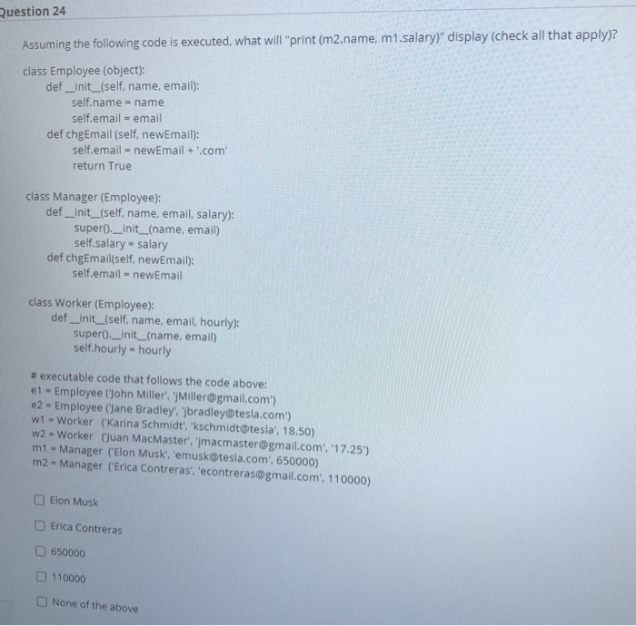 Solved Question 24 Assuming the following code is executed, | Chegg.com