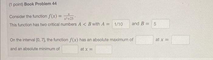 Solved Consider the function f(x)=x2+25x. This function has | Chegg.com
