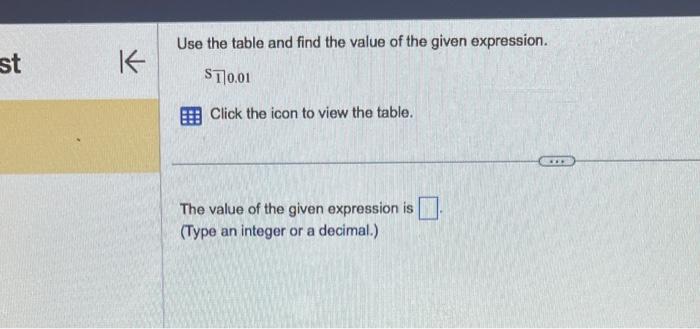 Use the table and find the value of the given | Chegg.com