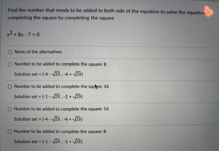 Solved Find the number that needs to be added to both side | Chegg.com