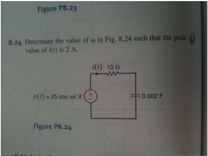Solved Determine the value of omega in Fig. 8.24 such that | Chegg.com