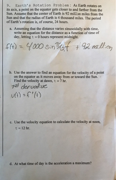 Solved 9. Earth's Rotation Problem: As Earth rotates on its | Chegg.com
