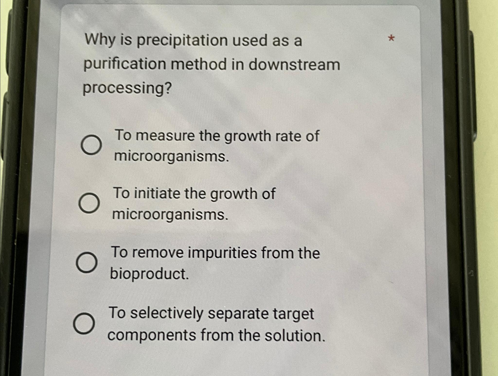 Solved Why is precipitation used as a purification method in | Chegg.com