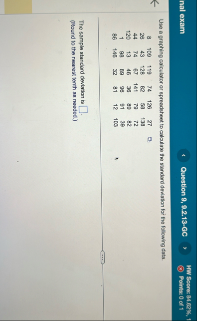 Solved nal examQuestion 9, 9.2.13-GCHW Score: | Chegg.com