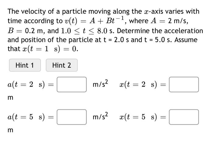 Solved The velocity of a particle moving along the x-axis | Chegg.com