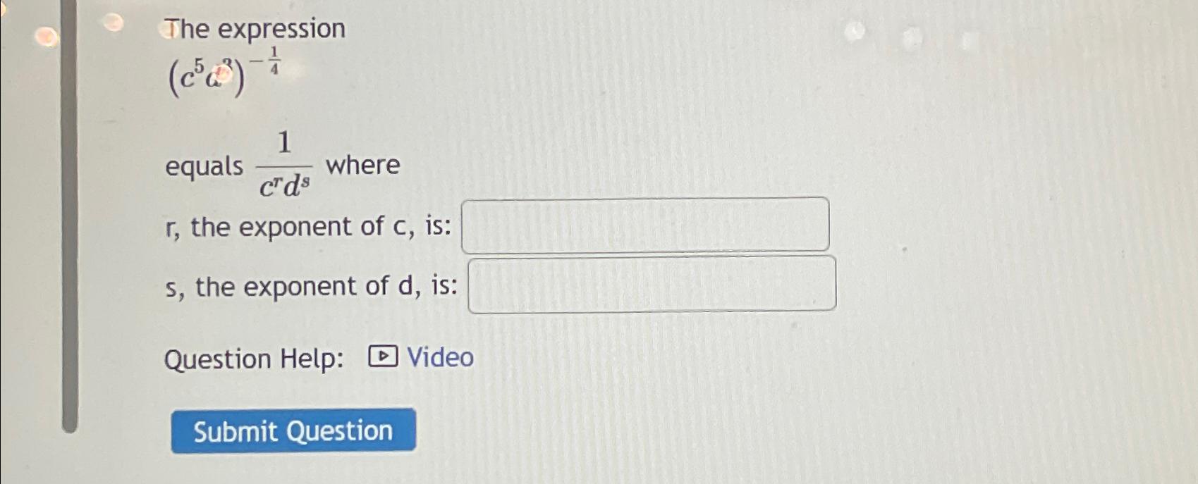 Solved The expression(c5c2)-14equals 1crds ﻿wherer, ﻿the | Chegg.com