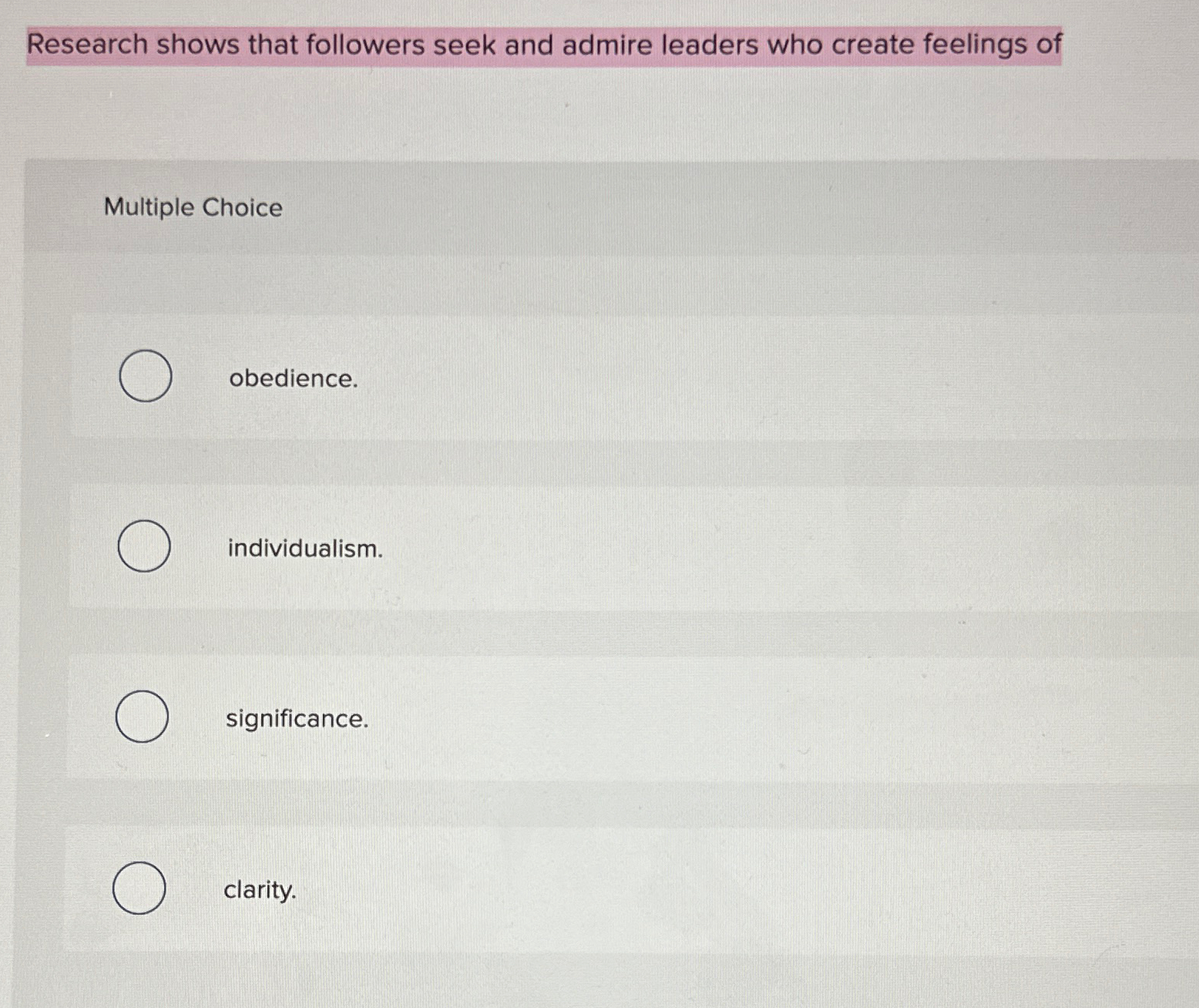 Solved Research shows that followers seek and admire leaders | Chegg.com