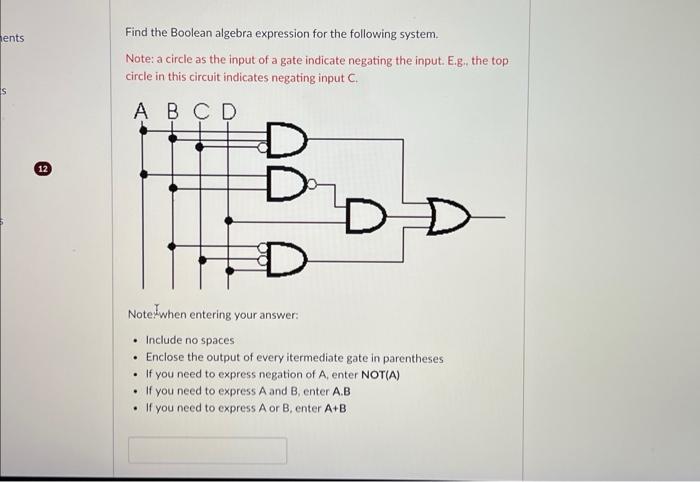 Solved Find the Boolean algebra expression for the following | Chegg.com