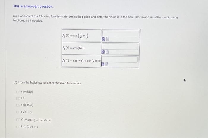 Solved (a) For each of the following functions, determine | Chegg.com